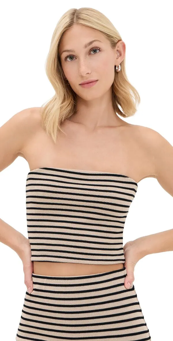 Z Supply Caffari Striped Knit Tube Top - Putty