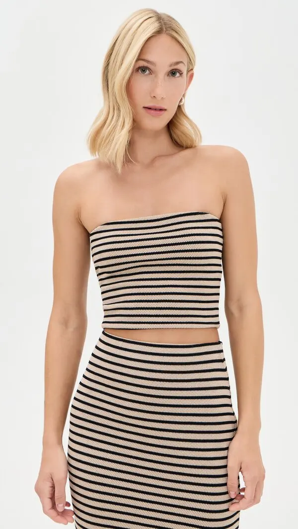 Z Supply Caffari Striped Knit Tube Top - Putty