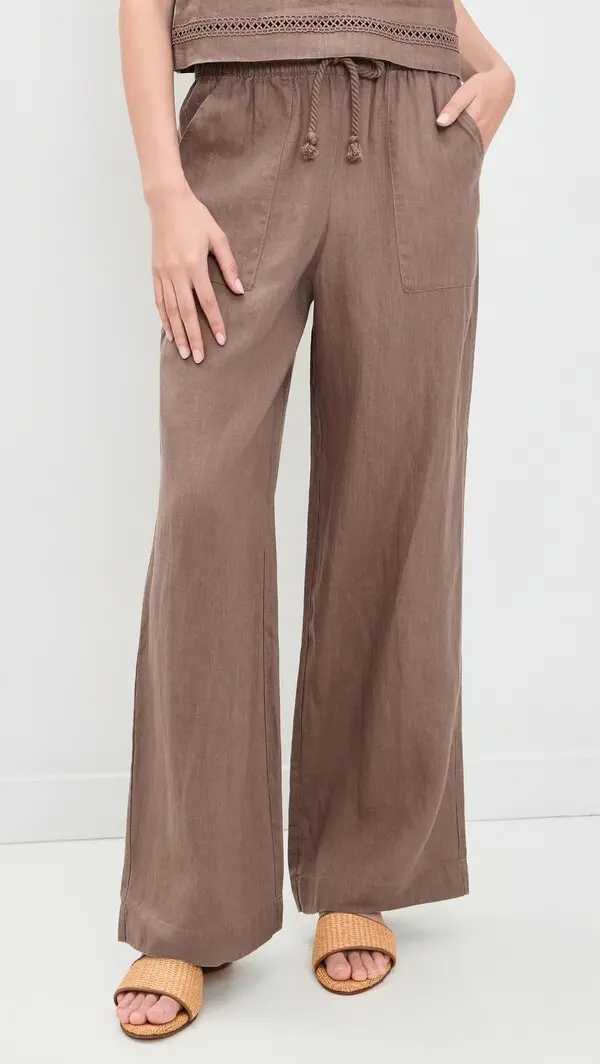 Splendid Stella Linen Paperbag Pants - Wicker