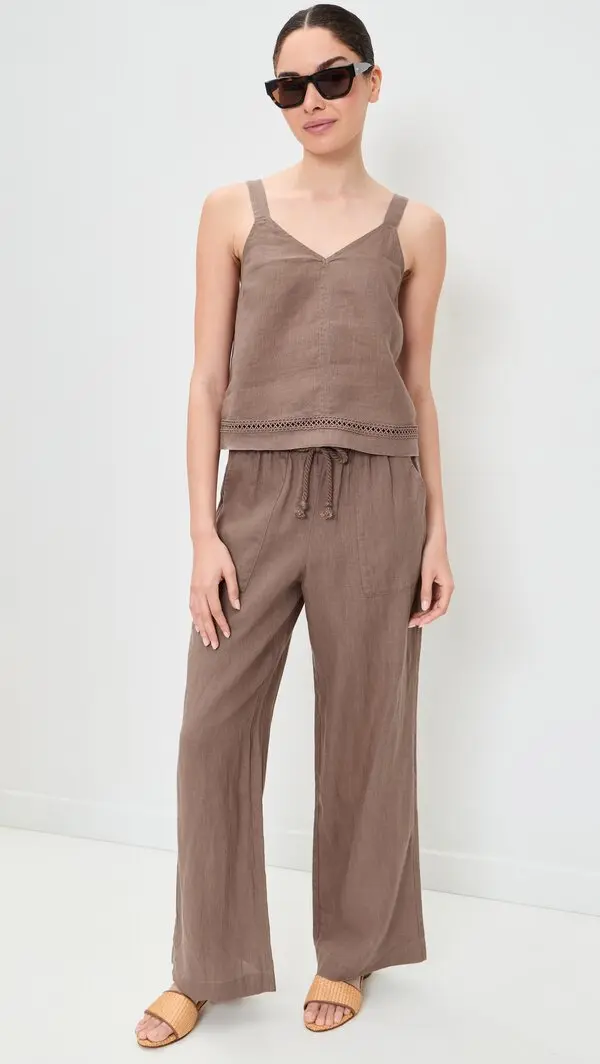 Splendid Stella Linen Paperbag Pants - Wicker