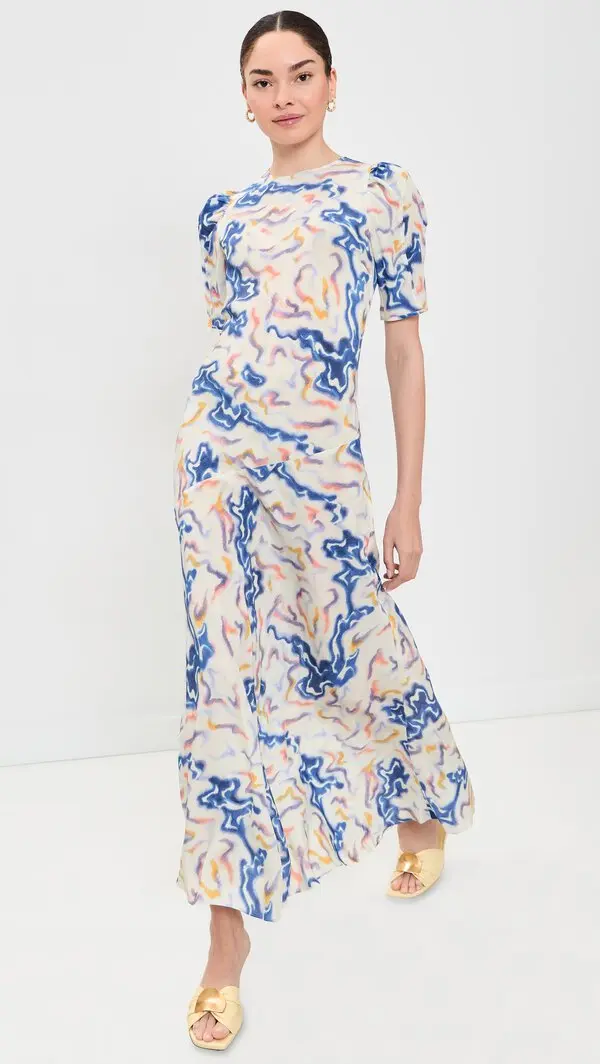 Ulla Johnson Samar Short Sleeve Silk Maxi Dress - Prism