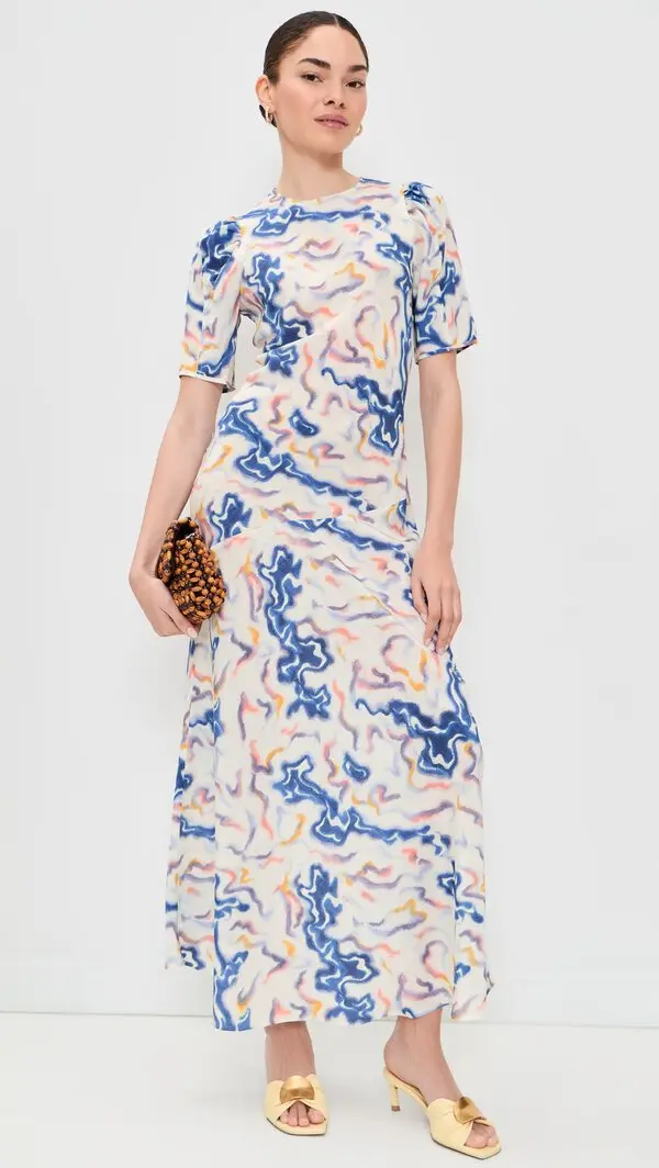 Ulla Johnson Samar Short Sleeve Silk Maxi Dress - Prism