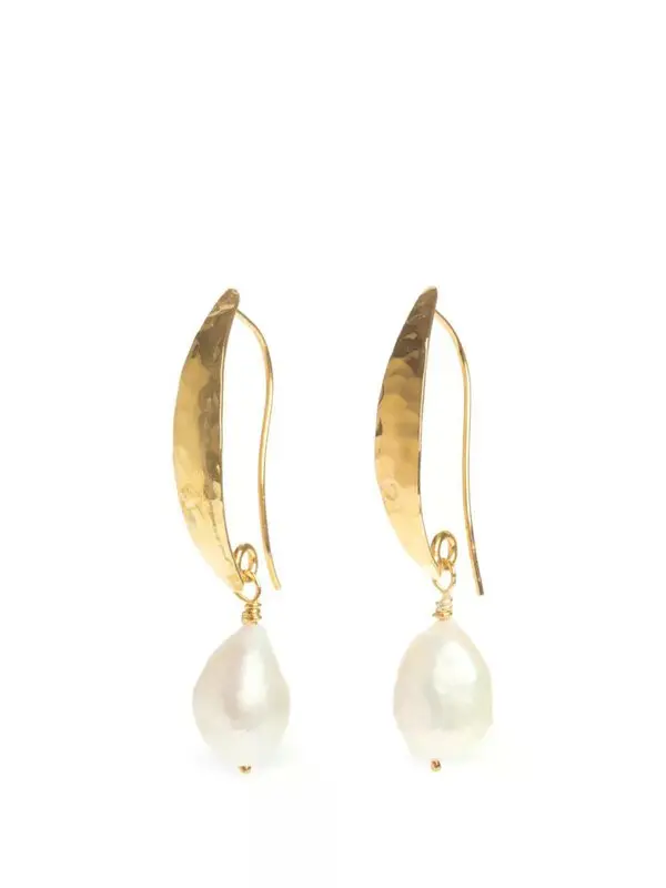 FREYA ROSE Hammered Baroque-pearl Earrings - Gold