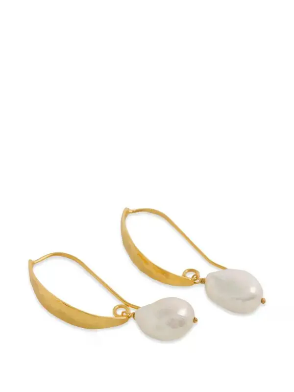 FREYA ROSE Hammered Baroque Pearl Drop Earrings