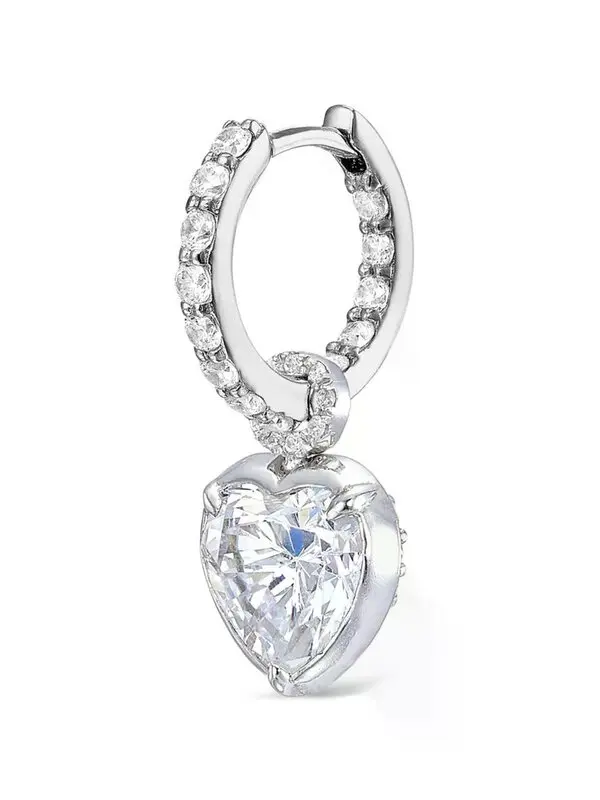 ANABELA CHAN Petite Heart Pendant Hoop Earrings With Diamonds
