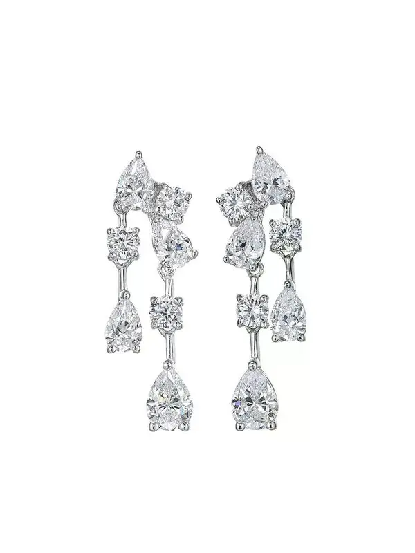 ANABELA CHAN 18kt White Gold Mini Raindrop Diamond Earrings - Silver