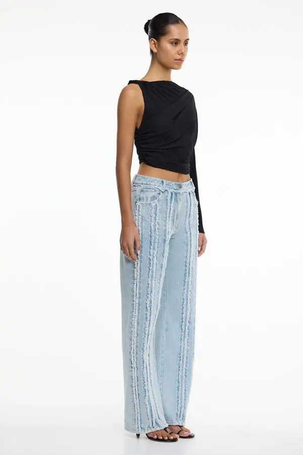 Significant Other Asymmetrical One-shoulder Long Sleeve Top - Black
