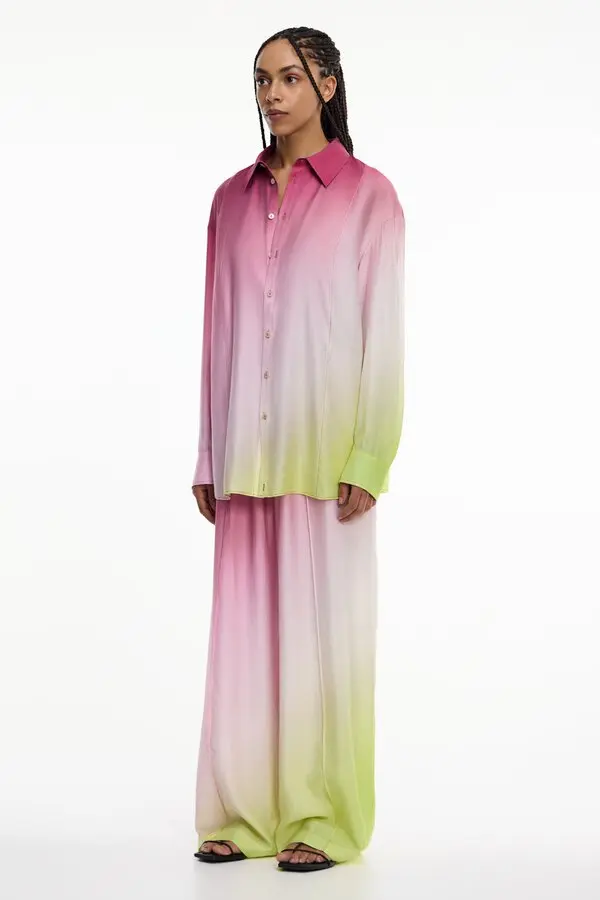 Significant Other Bennet Shirt With Asymmetrical Drape - Citrus Dusk