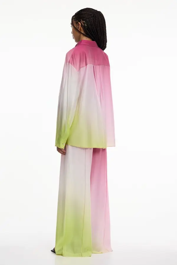 Significant Other Bennet Shirt With Asymmetrical Drape - Citrus Dusk