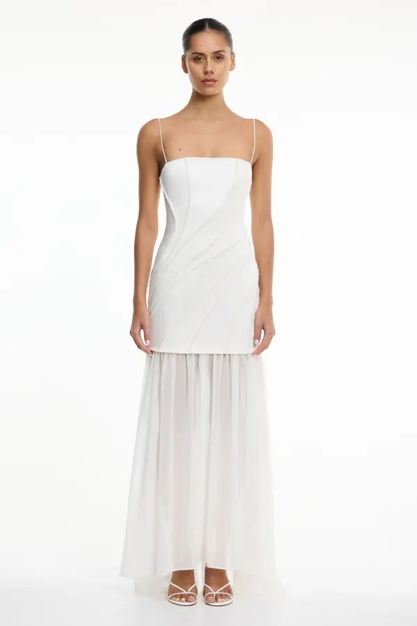 Significant Other Beaded Maxi Dress With Detachable Skirt - Ivory