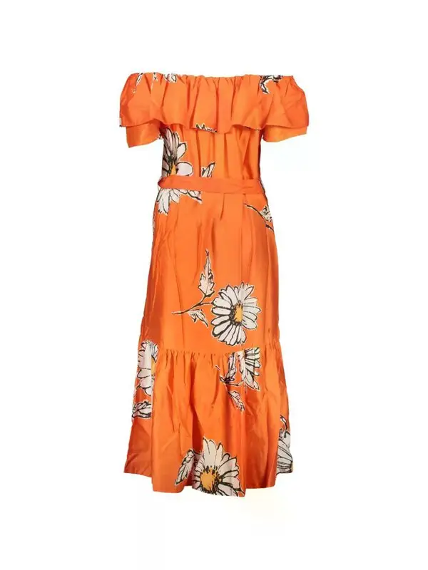 Desigual Floral-print Tiered Midi Dress - Orange