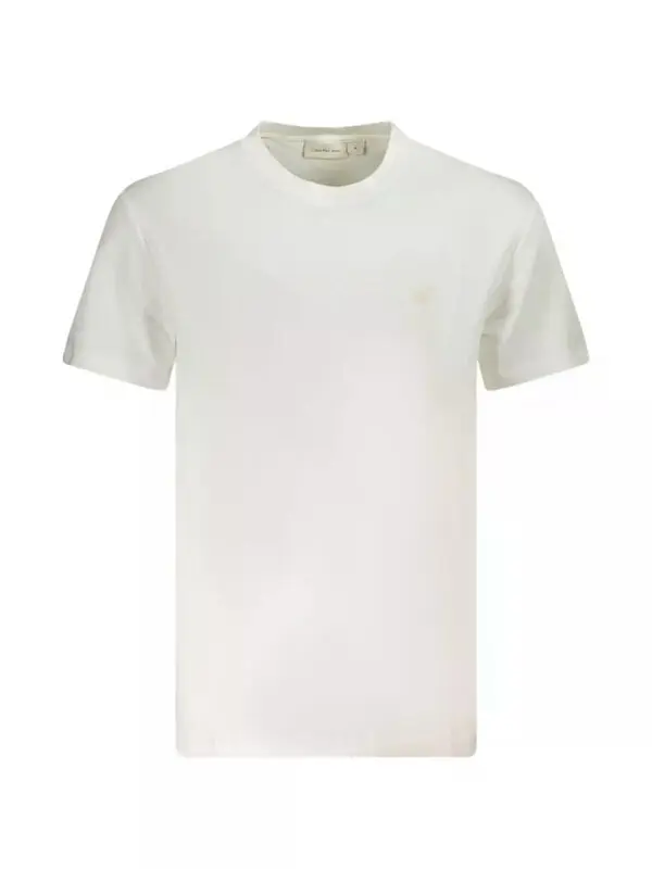 Calvin Klein Logo-embroidered Cotton T-shirt - Neutrals