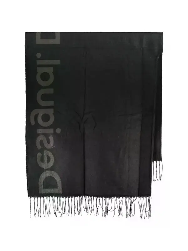 Desigual Logo-print Fringed Scarf - Black