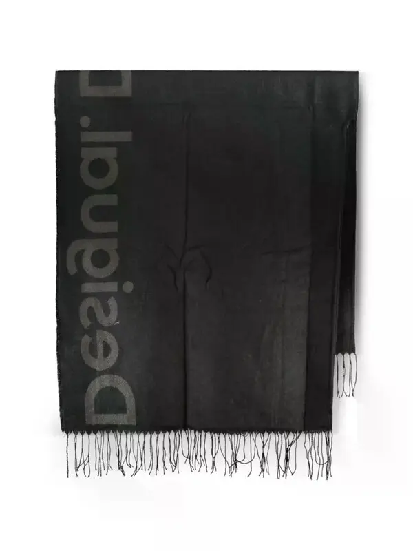 Desigual Logo-print Fringed Scarf - Black