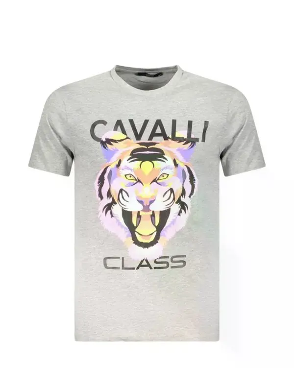 Roberto Cavalli Tiger-print Cotton T-shirt - Grey