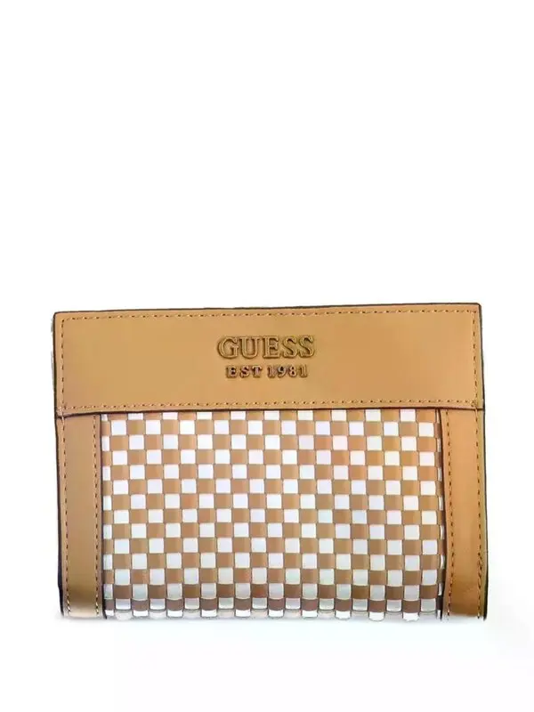 Guess Checkered Leather Wallet - Brown