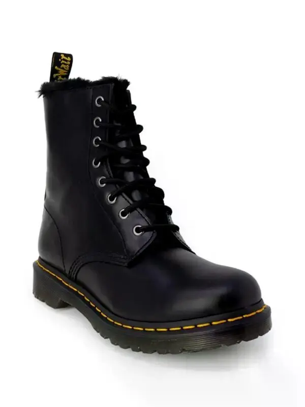 Dr. Martens 1460 Serena Faux-fur-trim Combat Boots - Black