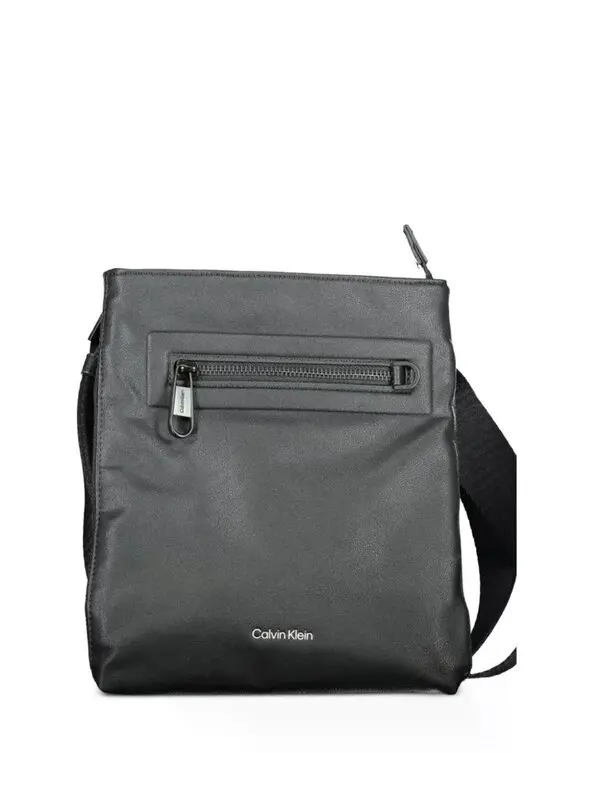 Calvin Klein Logo-print Zip-pocket Messenger Bag - Black