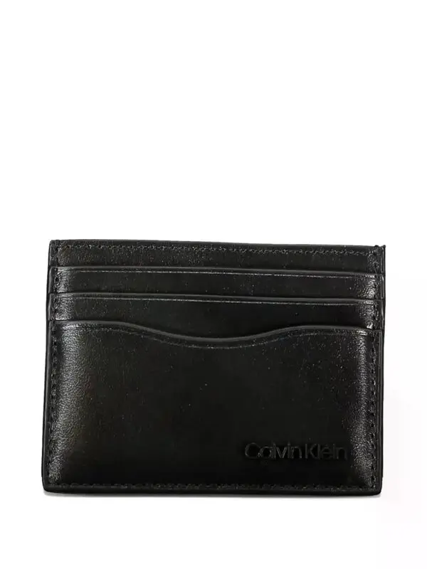 Calvin Klein Embossed-logo Leather Card Holder - Black