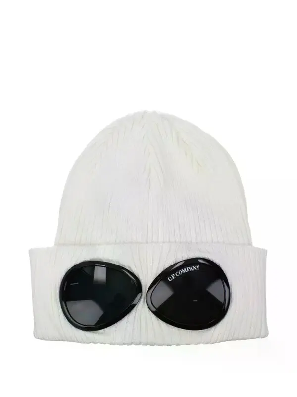 C.P. COMPANY Goggle Ribbed-knit Beanie - White