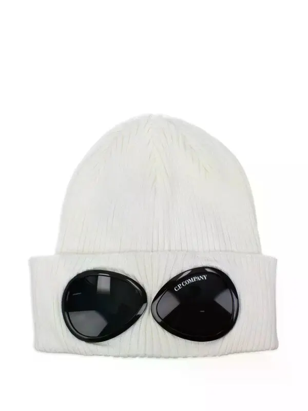 C.P. COMPANY Goggle Ribbed-knit Beanie - White