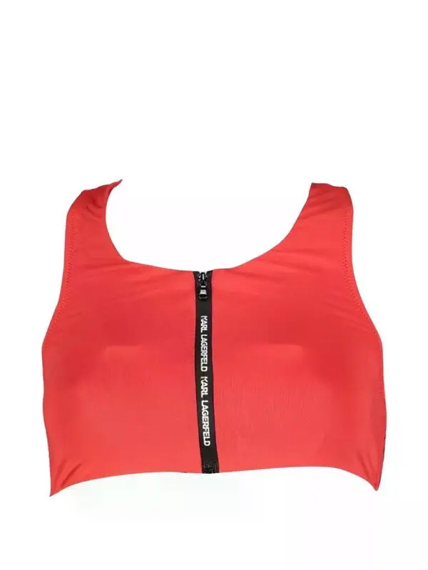 Karl Lagerfeld Logo-print Zip-up Swim Top - Red