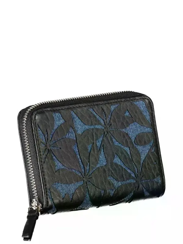 Desigual Floral-pattern Denim-detail Wallet - Black