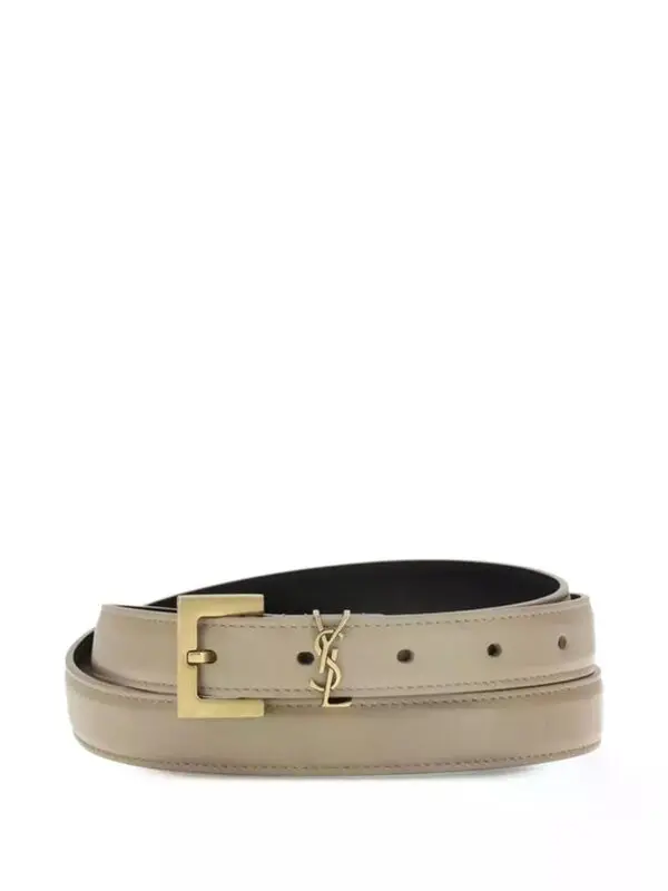 Saint Laurent Cassandre Slim Belt - Neutrals