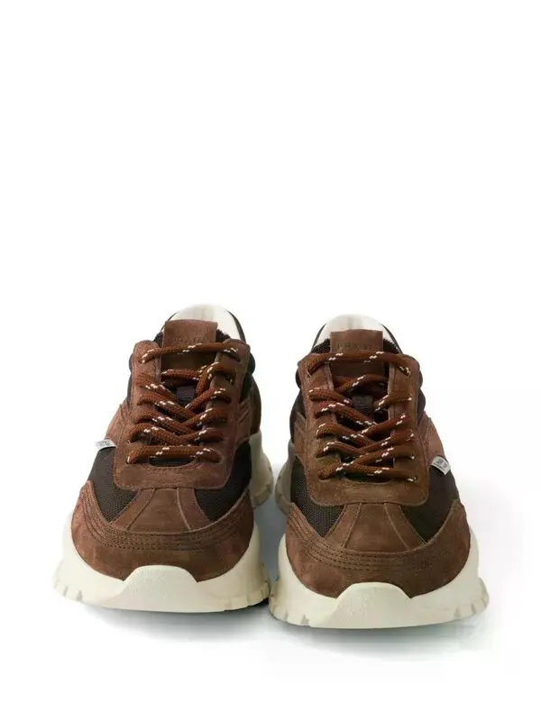 Prada Mesh Fabric And Suede Lace-up Sneakers - Brown