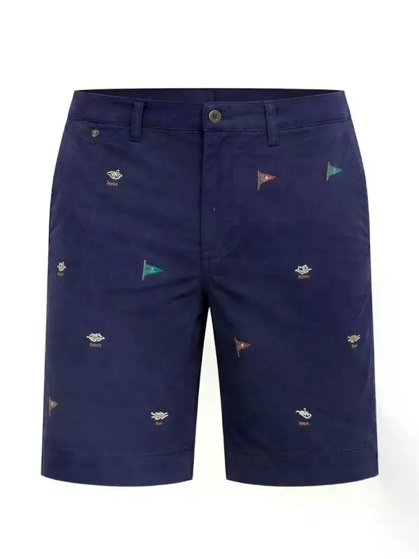 Polo Ralph Lauren Embroidered Cotton Shorts - Blue