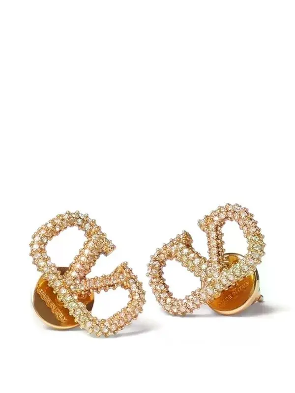 Valentino Garavani Vlogo Signature Swarovski Crystal Embellished Earrings - Gold