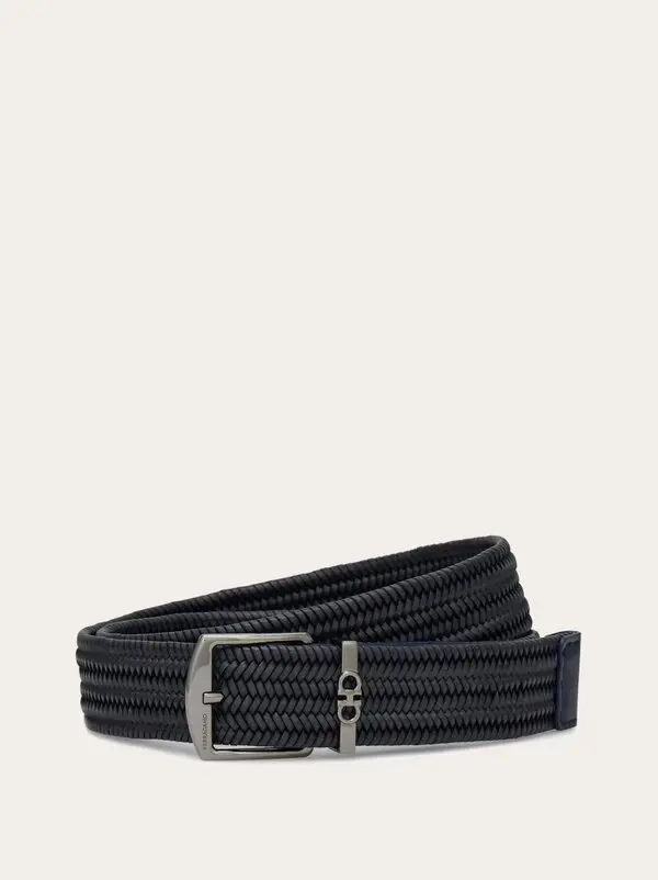FERRAGAMO Woven Leather Belt - Blue