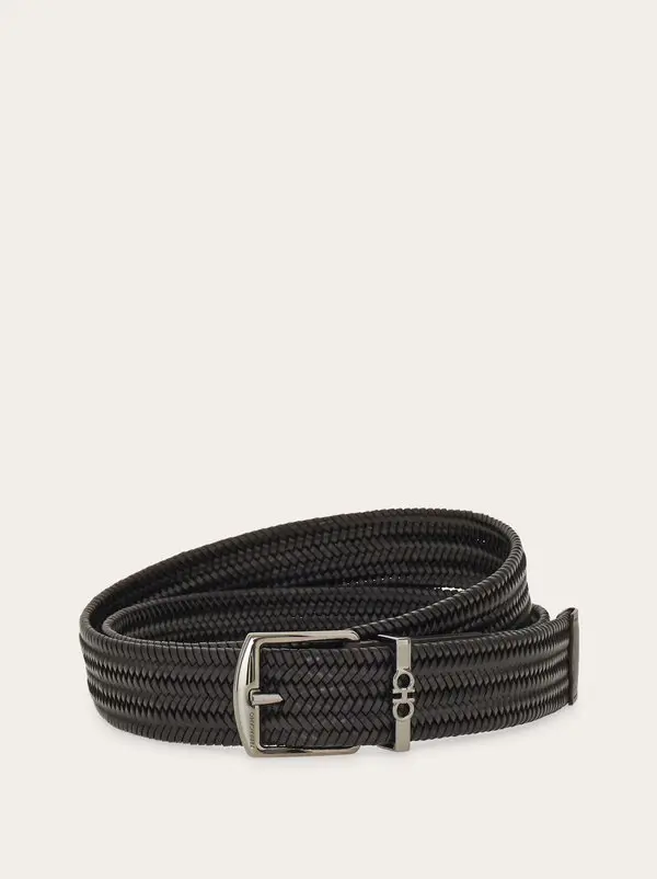 FERRAGAMO Woven Leather Belt - Brown