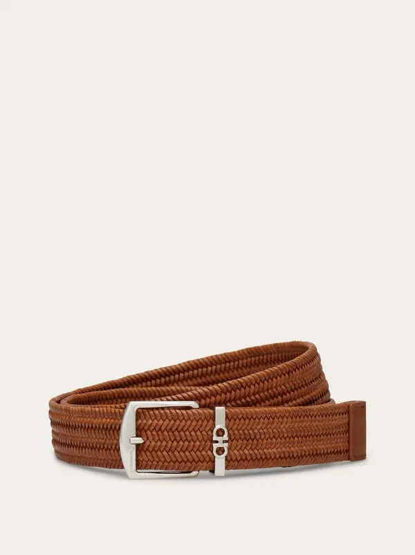 FERRAGAMO Woven Leather Belt - Brown