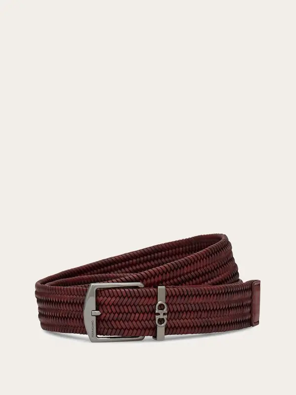 FERRAGAMO Woven Leather Belt - Red