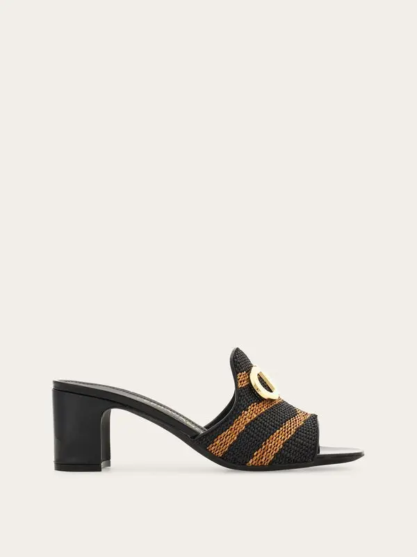 FERRAGAMO Gancini Ornat Mid-heel Slide - Brown