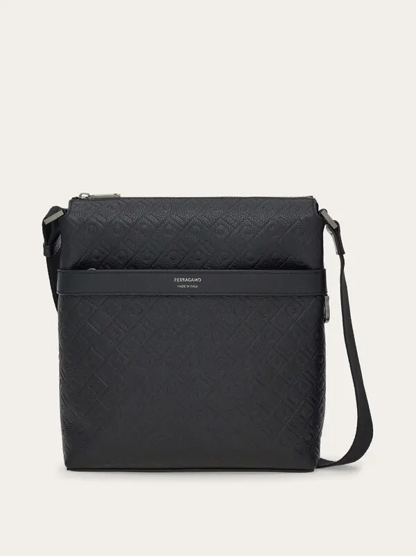 FERRAGAMO Monogram Messenger Bag - Black