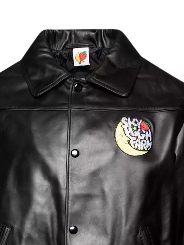 SKY HIGH FARM WORKWEAR Logo Appliqué Leather Jacket
