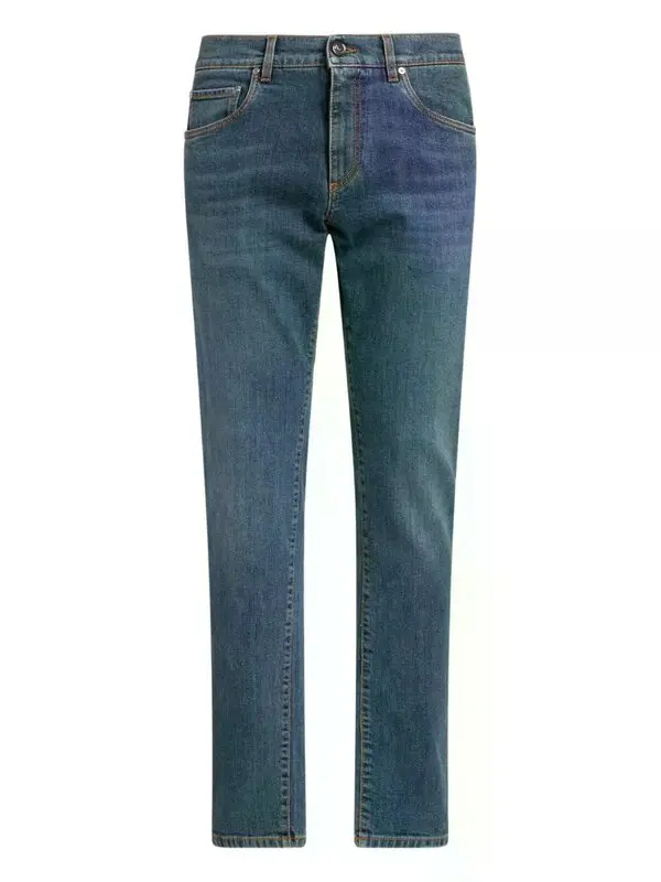 Etro Embroidered Cotton Slim Jeans