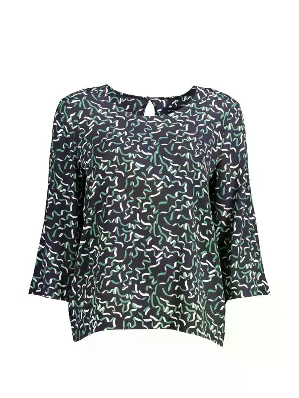 Gant Abstract Ribbon-print Blouse - Blue