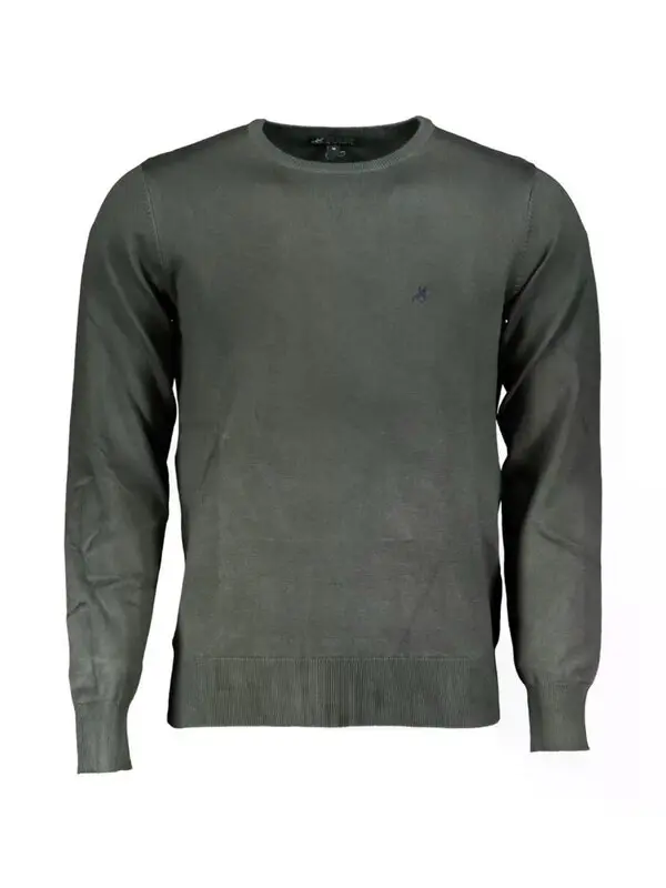 U.S. Grand Embroidered-logo Crew-neck Sweater - Green