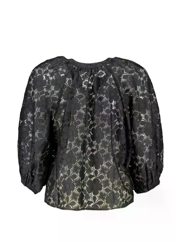 Desigual Floral Lace Puff-sleeve Blouse