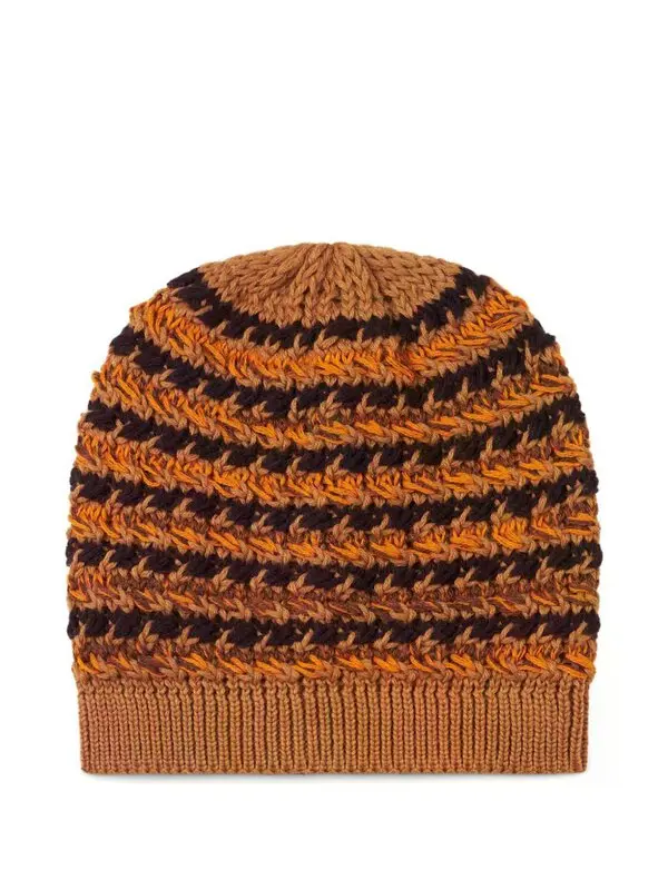 Etro Striped-pattern Wool Beanie - Neutrals