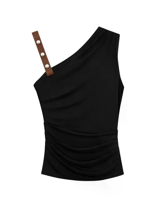 MISCI Zezé One-shoulder Detail Top - Black