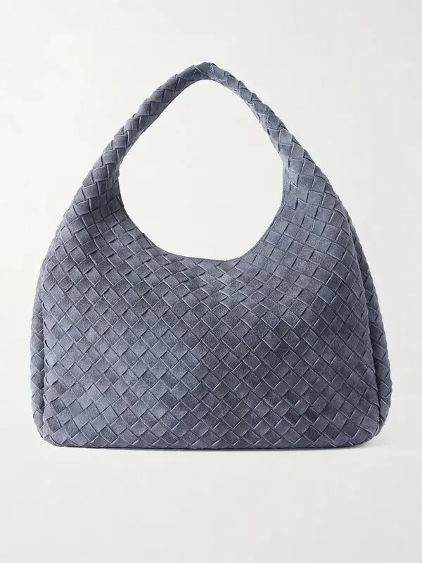 Bottega Veneta Campana Large Intrecciato Suede Shoulder Bag