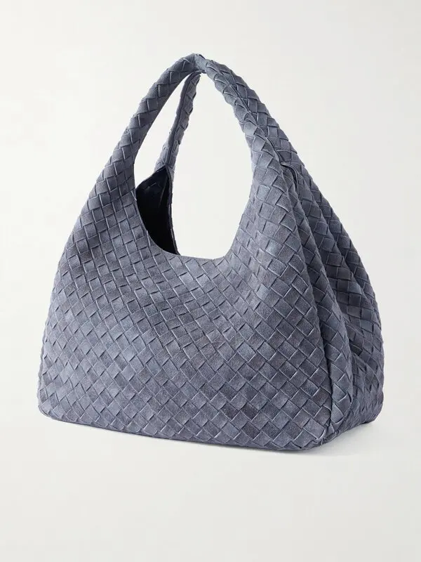 Bottega Veneta Campana Large Intrecciato Suede Shoulder Bag