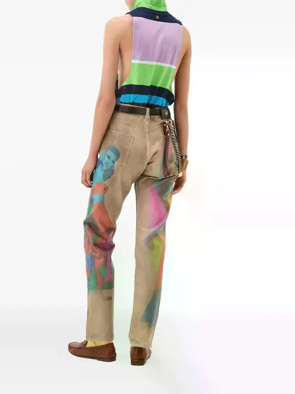 Versace The Femmes" Print High-waisted Straight Leg Jeans - Neutrals