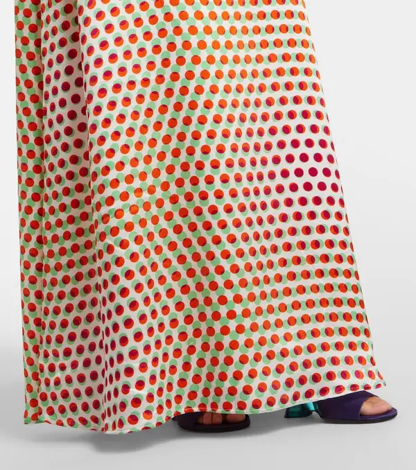 Dries Van Noten Polka-dot Silk Gown - White