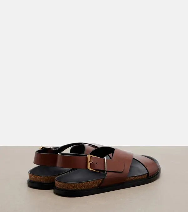 THE ROW Buckle Leather Sandals - Brown