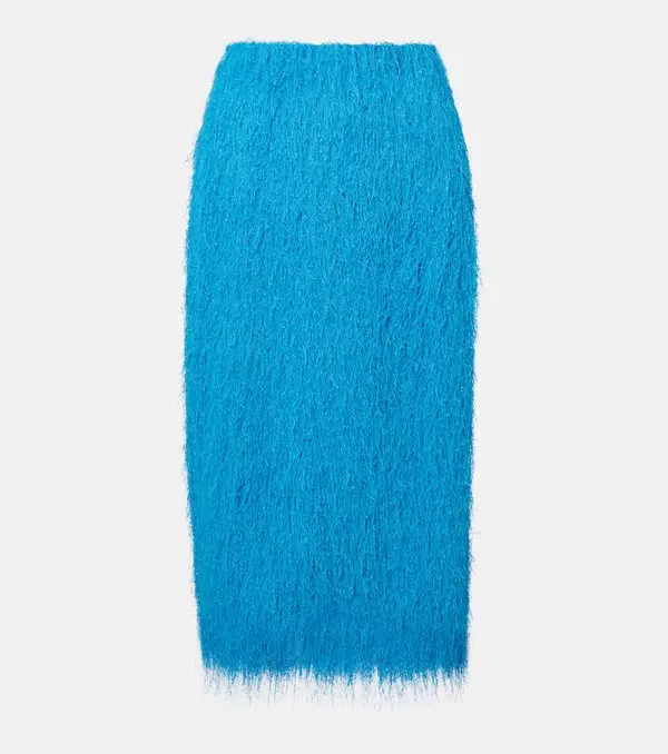 Dries Van Noten Fringed Midi Skirt - Blue